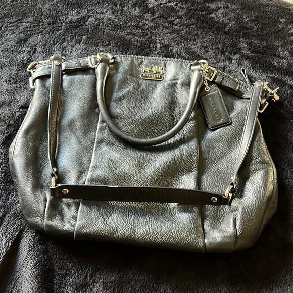 Coach | Bags | Coach Purse Black Leather Purple Lining | Poshmark